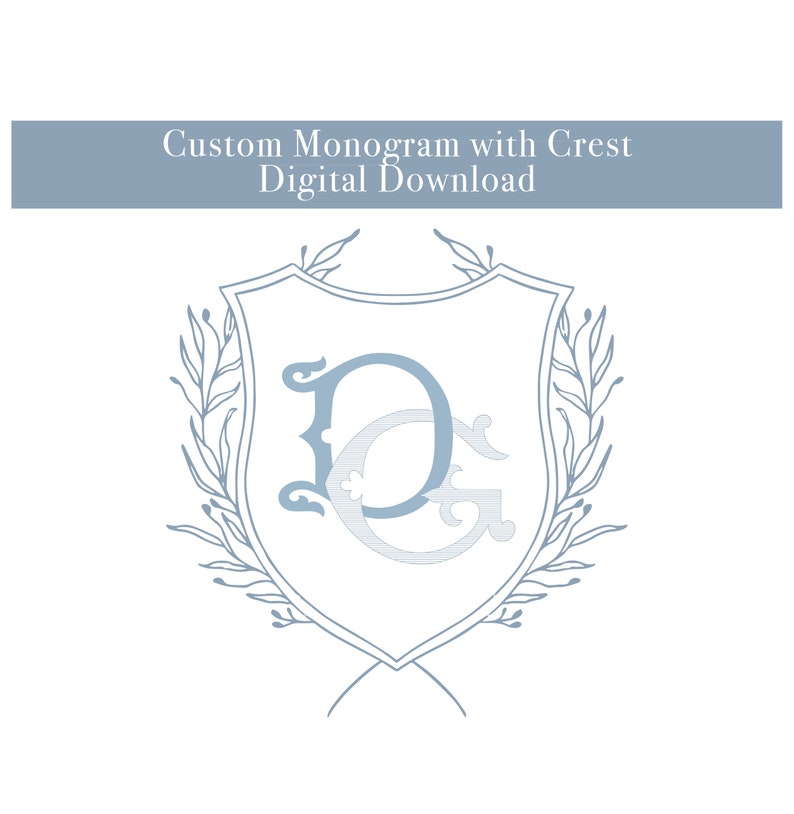 Custom Monogram and Crest Digital Download Interlocking - Etsy