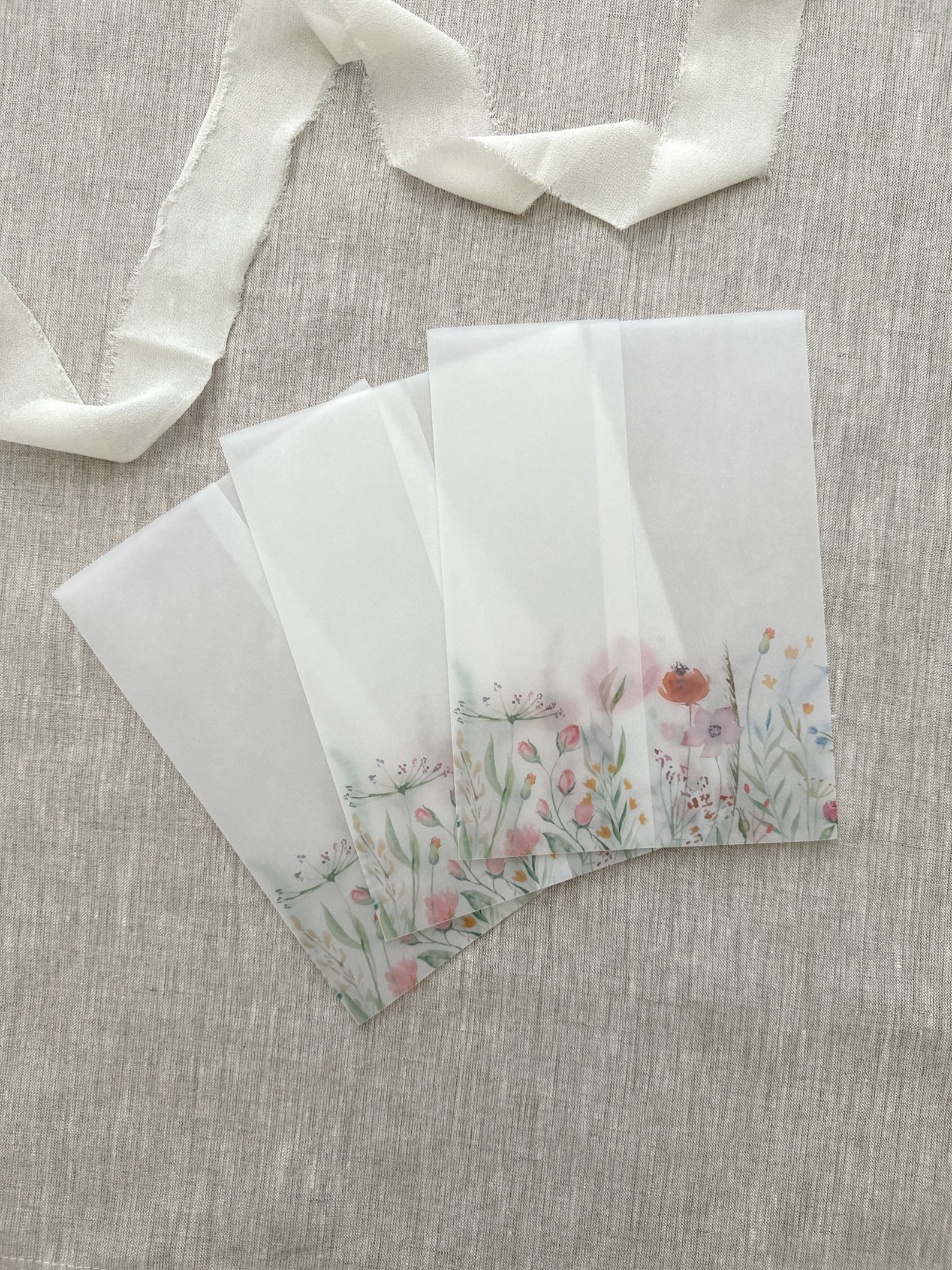 Wildflower Vellum Jacket, 5x7 Invitation, Wedding Invitation, Vellum ...