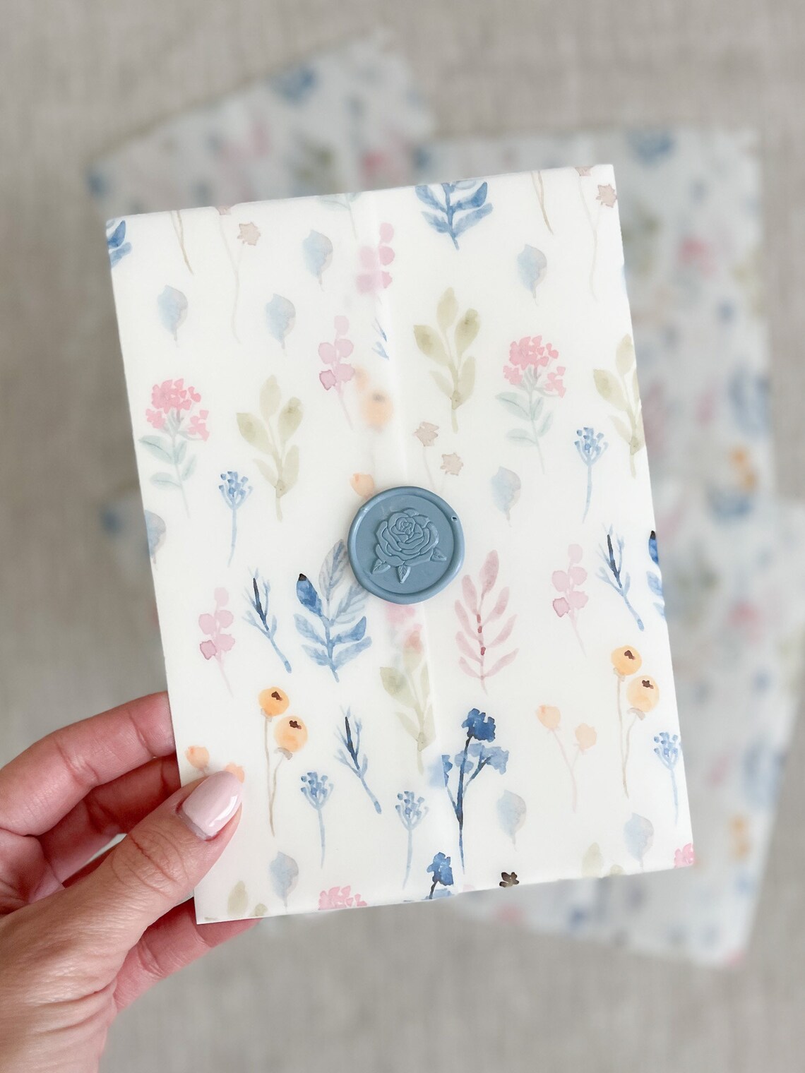 Watercolor Floral Pattern Vellum Wrap for Invitations Vellum - Etsy