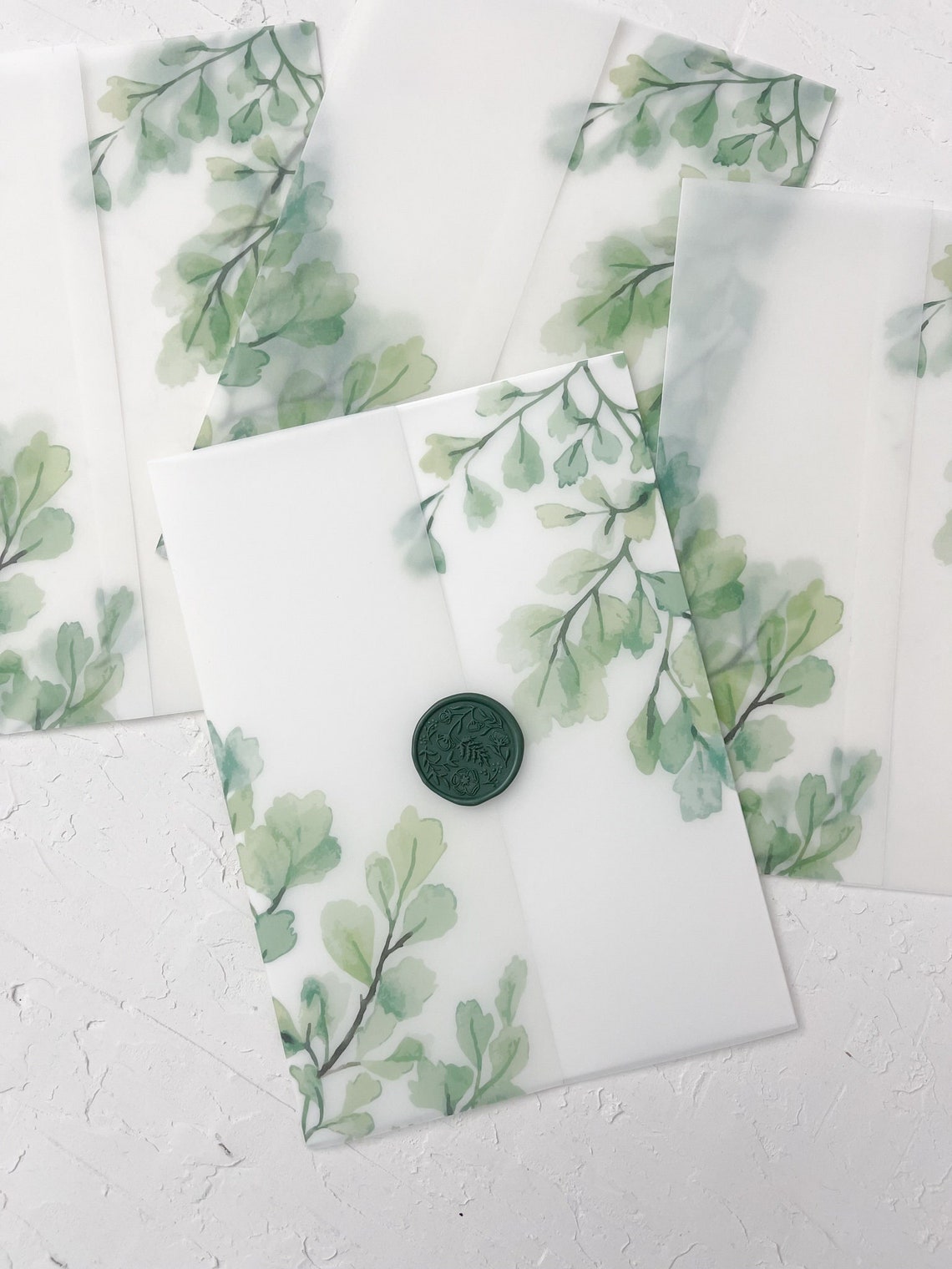 Greenery Vellum Wrap for Invitations, Vellum Jacket for Invitations ...