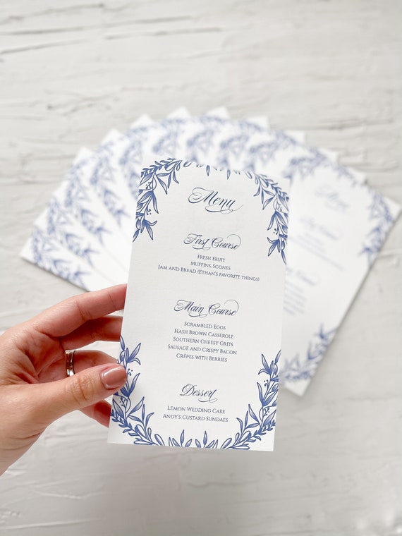 Classic Blue Wedding Menus / Classic Wedding Menus / Blue | Etsy