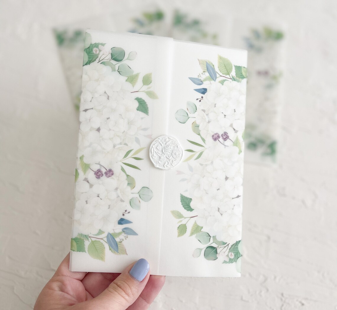 Hydrangea Vellum Wrap Vellum Jacket for Invitations Wedding - Etsy