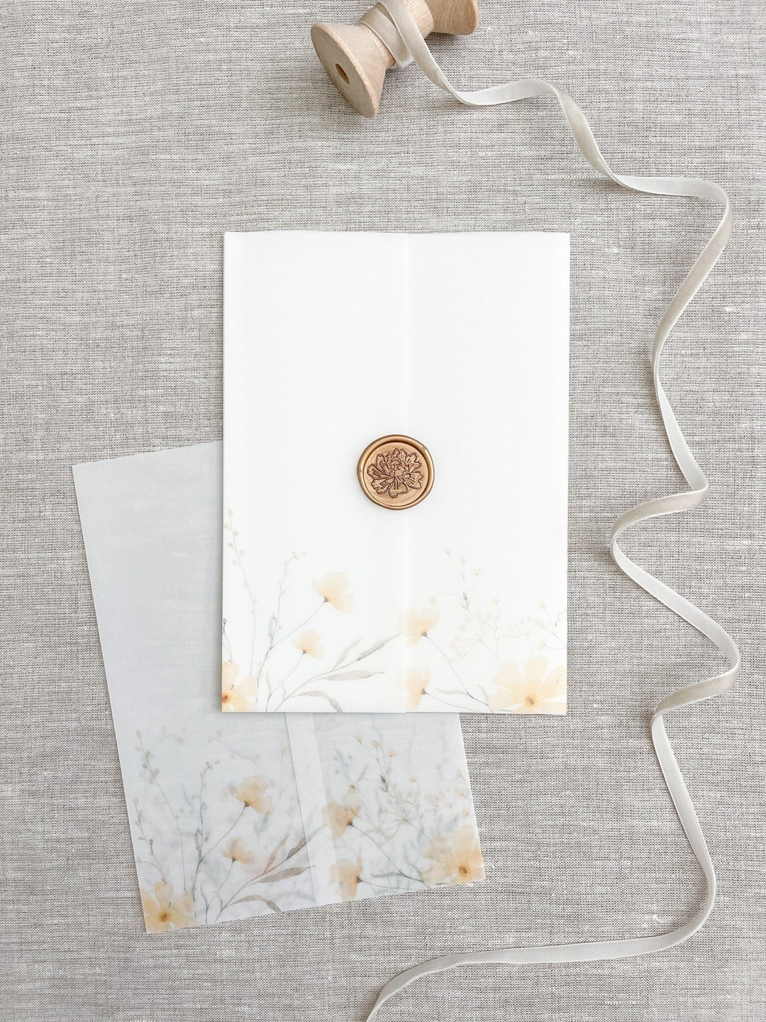 Wildflower Vellum Wrap for Invitation, Vellum Jacket, Wedding ...