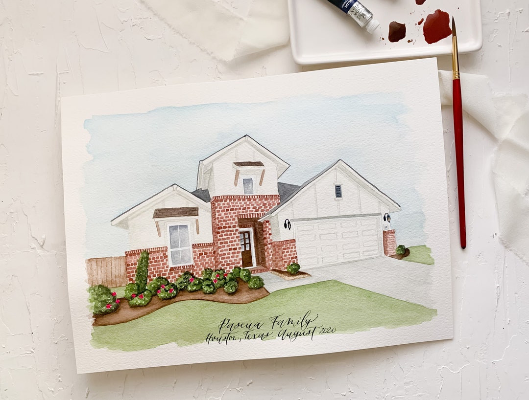 Custom Home Watercolor Painting, Watercolor House Portrait, Handmade ...