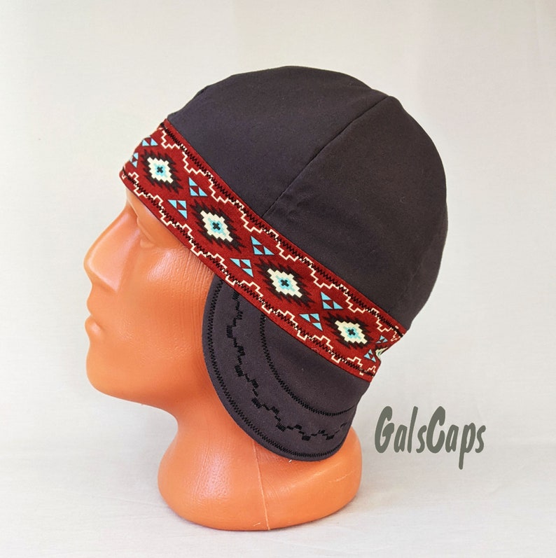 Aztec/charcoal Welders Welding Cap Hats Bikers Caps Hat Cotton - Etsy