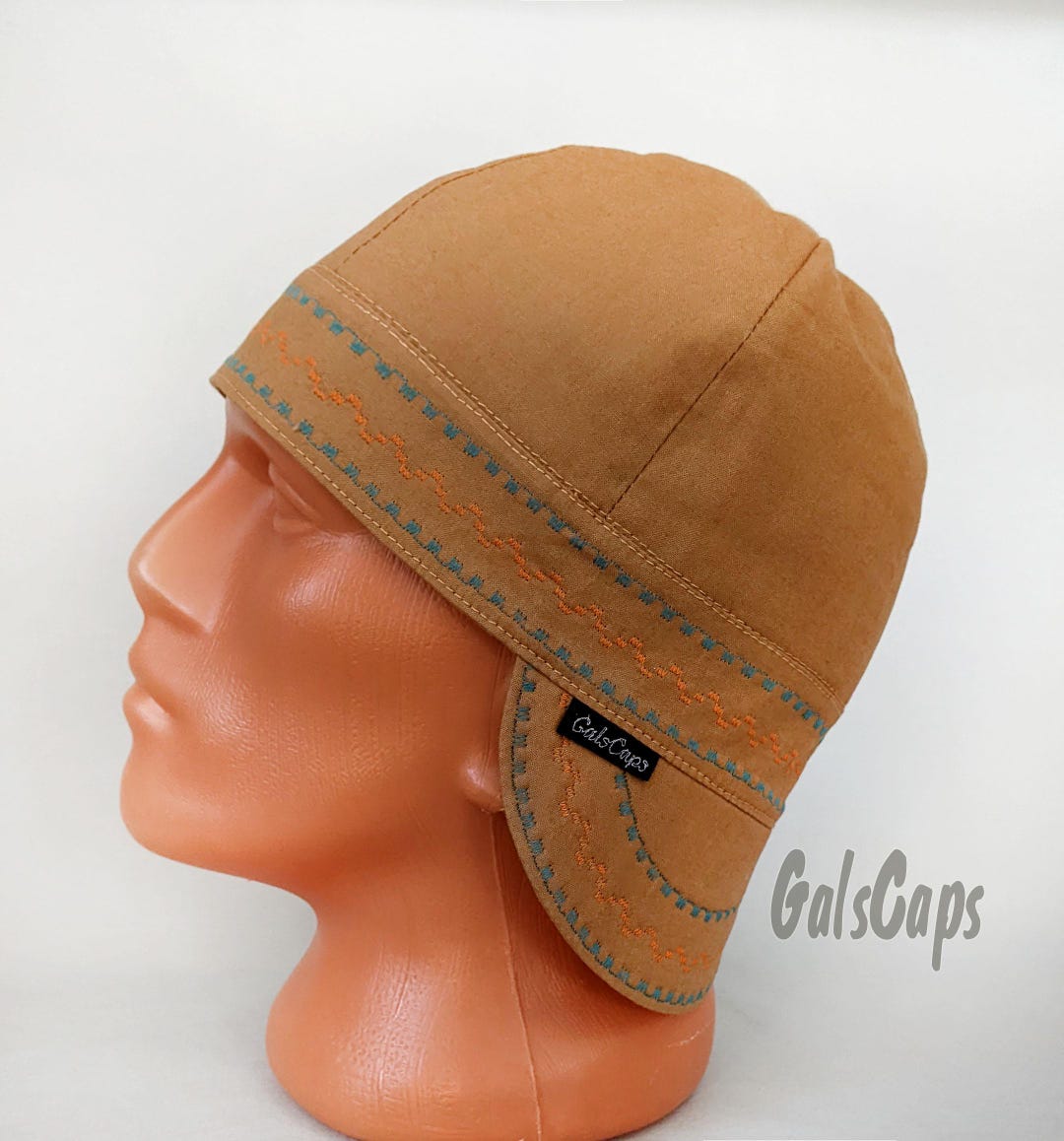 Tan Welders Welding Bikers Cap Hat Cotton Decorative Stitching Made in ...