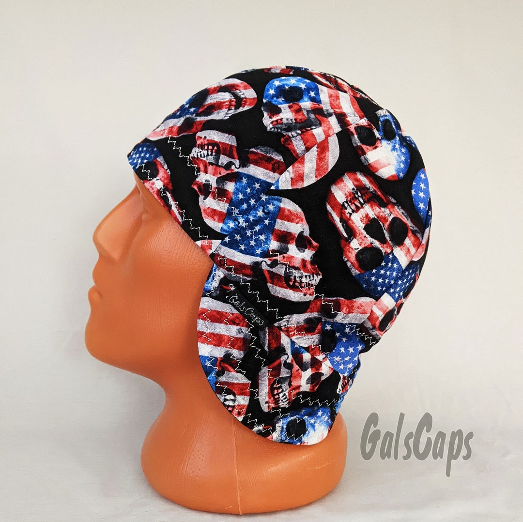 Patriotic Skulls Cap Welders Hats Bikers Caps Welding Cap Hat Cotton ...
