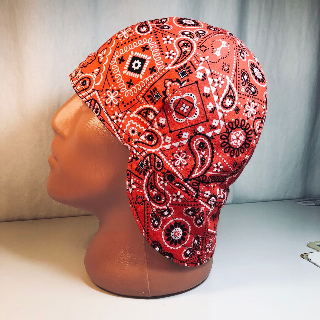Red Bandana Welders Hats, Bikers Caps, Welding Cap Hat, Cotton. - Etsy