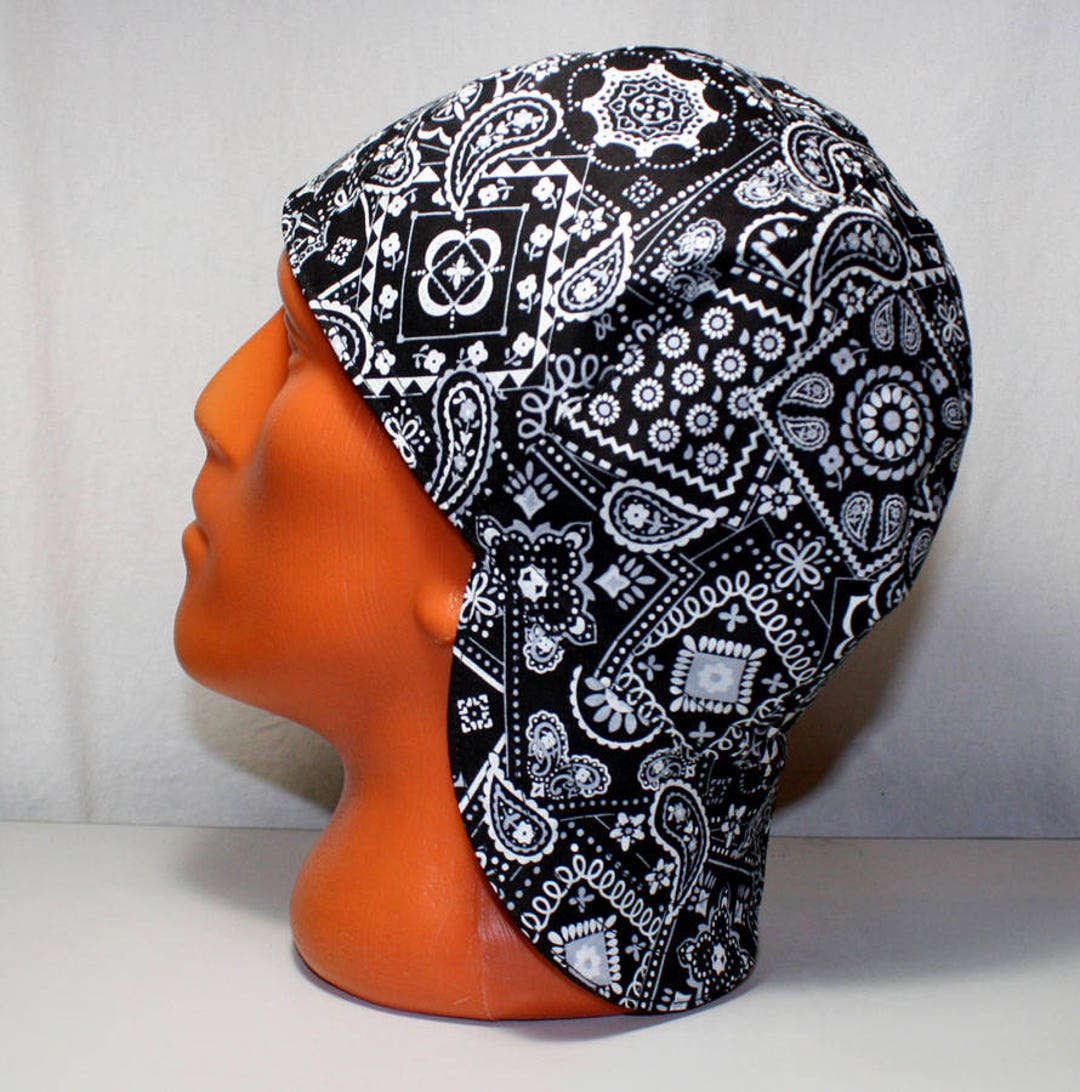 Black Bandana Welders Hats, Bikers Caps, Welding Cap Hat, Cotton. - Etsy