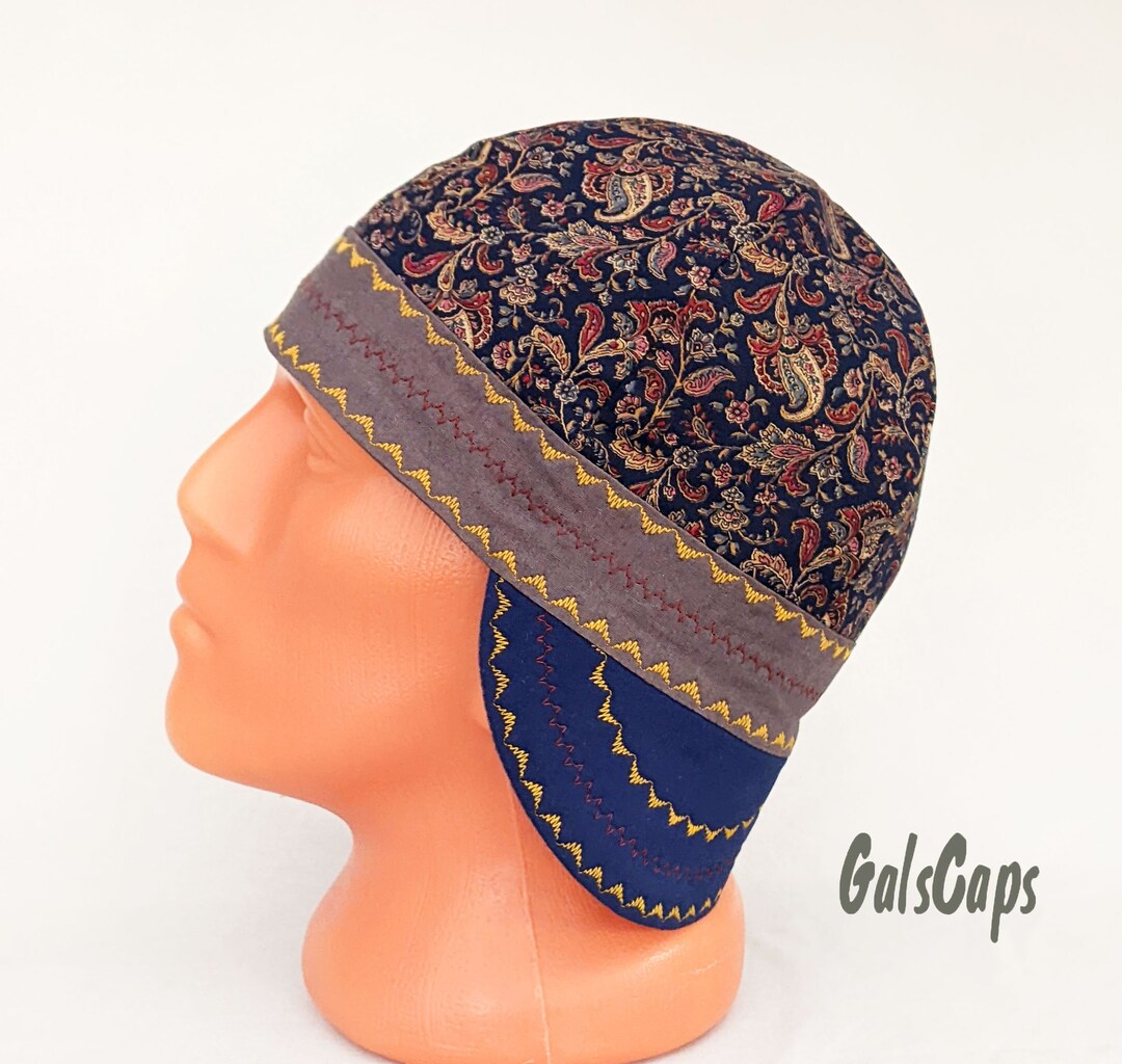 Paisley/gray Welders Welding Cap Dark Blue Hats Bikers Caps Hat Cotton ...