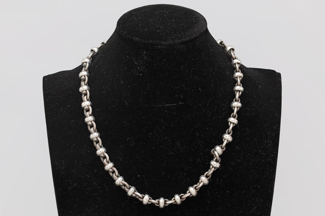 Vintage 1990s Bold and Heavy Rolo Chain Necklace, Artisan Handmade ...