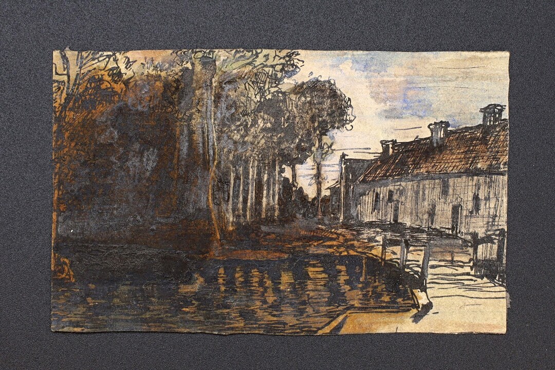 Villa Near River, Antique 1900s Liberty Style Art by Paulo Antonini ...