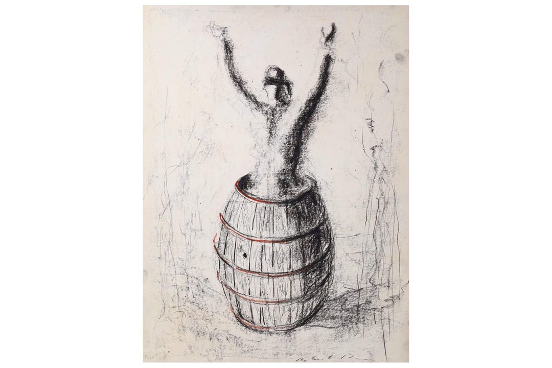Bankruptcy Barrel, A Mixed Media Artwork by the Italian Artist Roberto ...