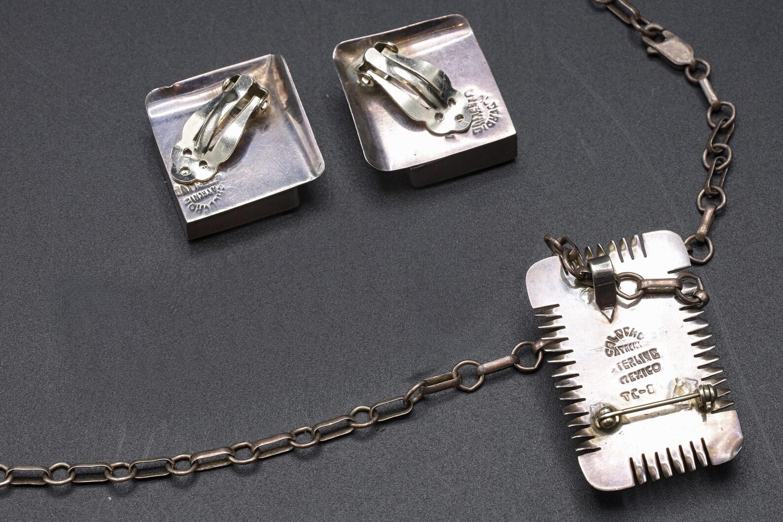 Taxco Calderon Atachi Jewelry Set With A Pendant Necklace and Earrings ...