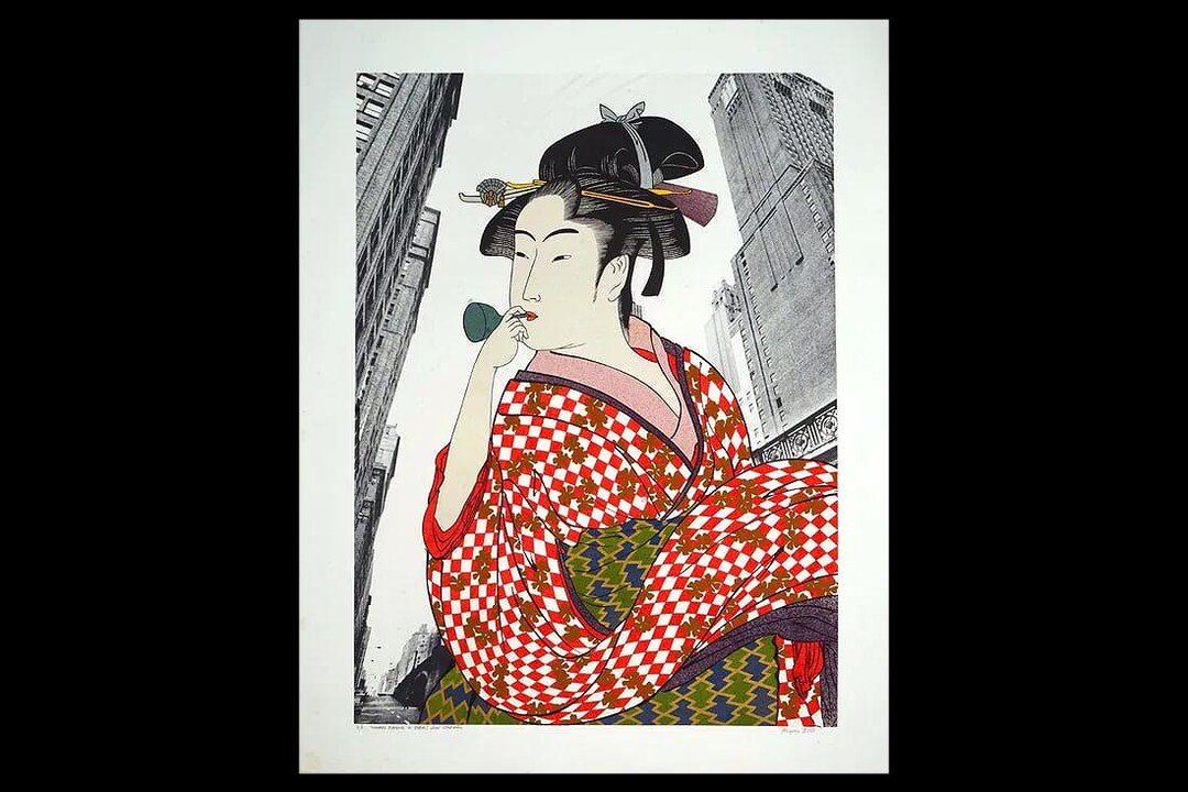 Japanese Geisha in Grand Central Station, NYC 1981 Color Serigraph ...