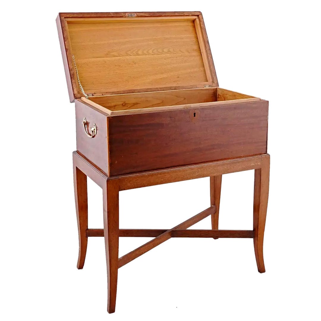 Antique 19th Century English Wine Cellarette Cabinet Trunk, Raised on ...