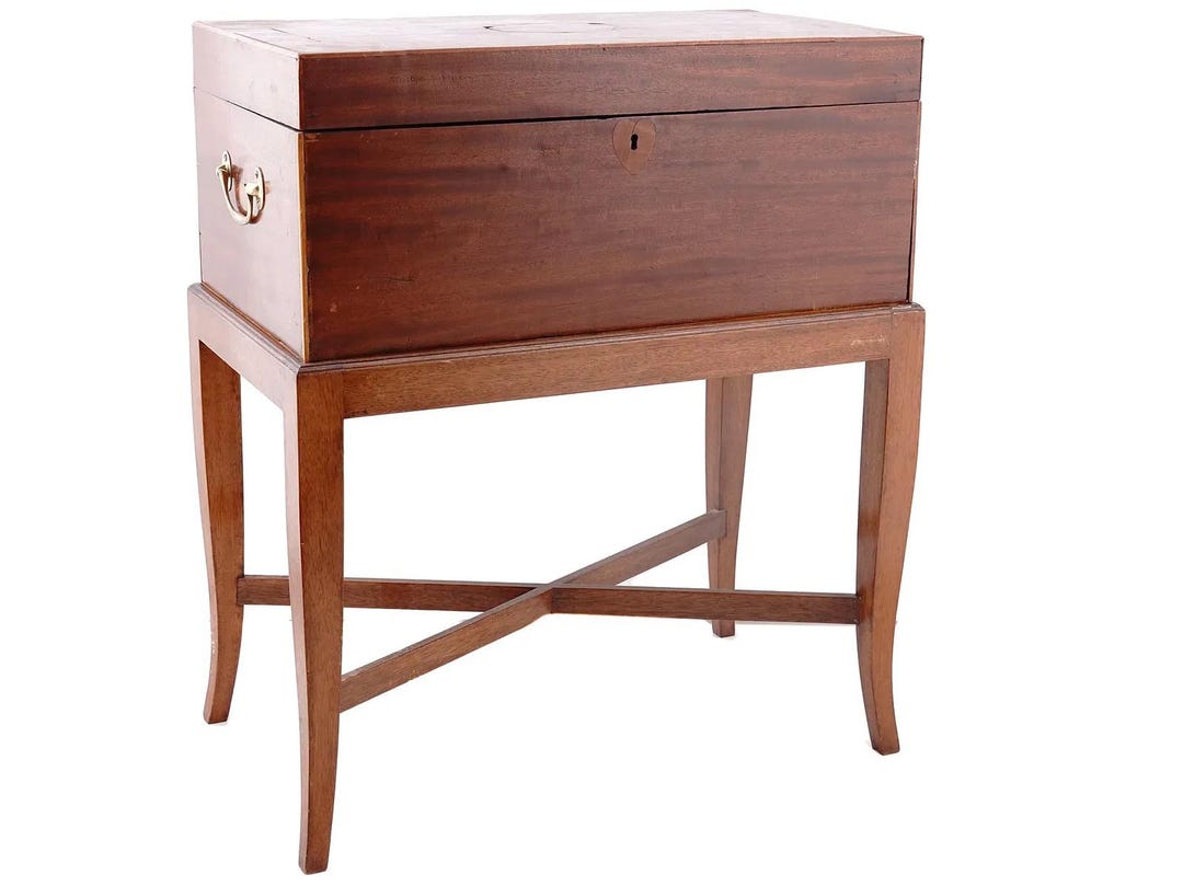 Antique English Wine Cellarette Cabinet or Trunk, Raised on Tapered ...