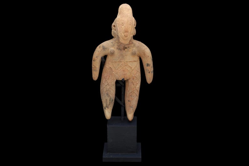 Ancient Pre Columbian Colima Pottery Standing Female Figure, Full Body ...