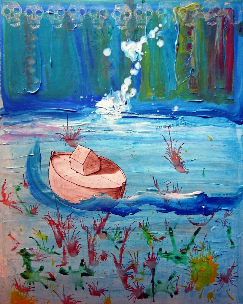 Noah Ark, Biblical Art Painting, Painting on Paper, Expressionism Art ...