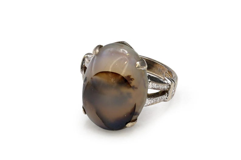 Clark and Coombs Jewelry, Sterling Silver and Moss Agate Ring Size 4 ...