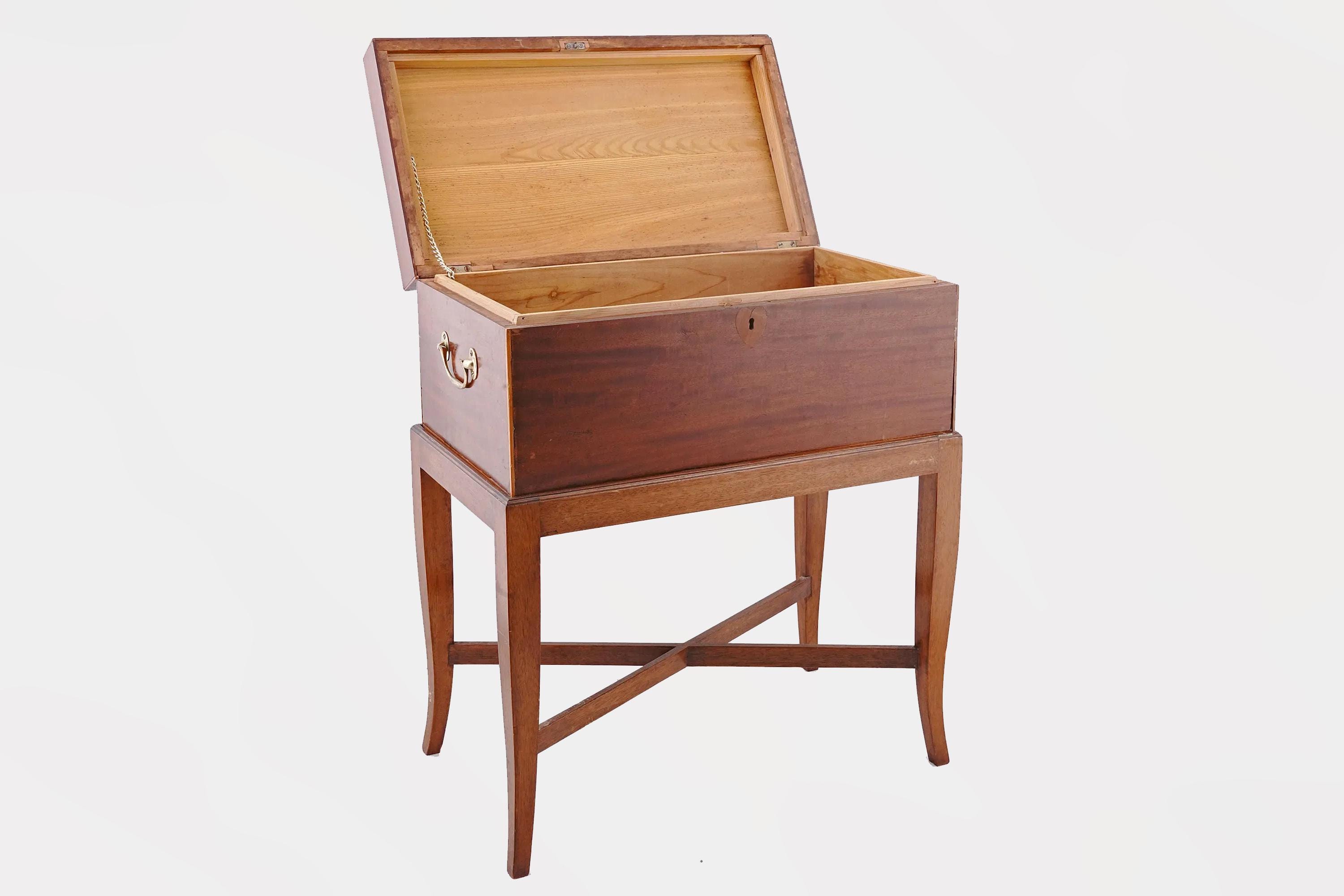 Antique English Wine Cellarette Cabinet or Trunk, Raised on Tapered ...