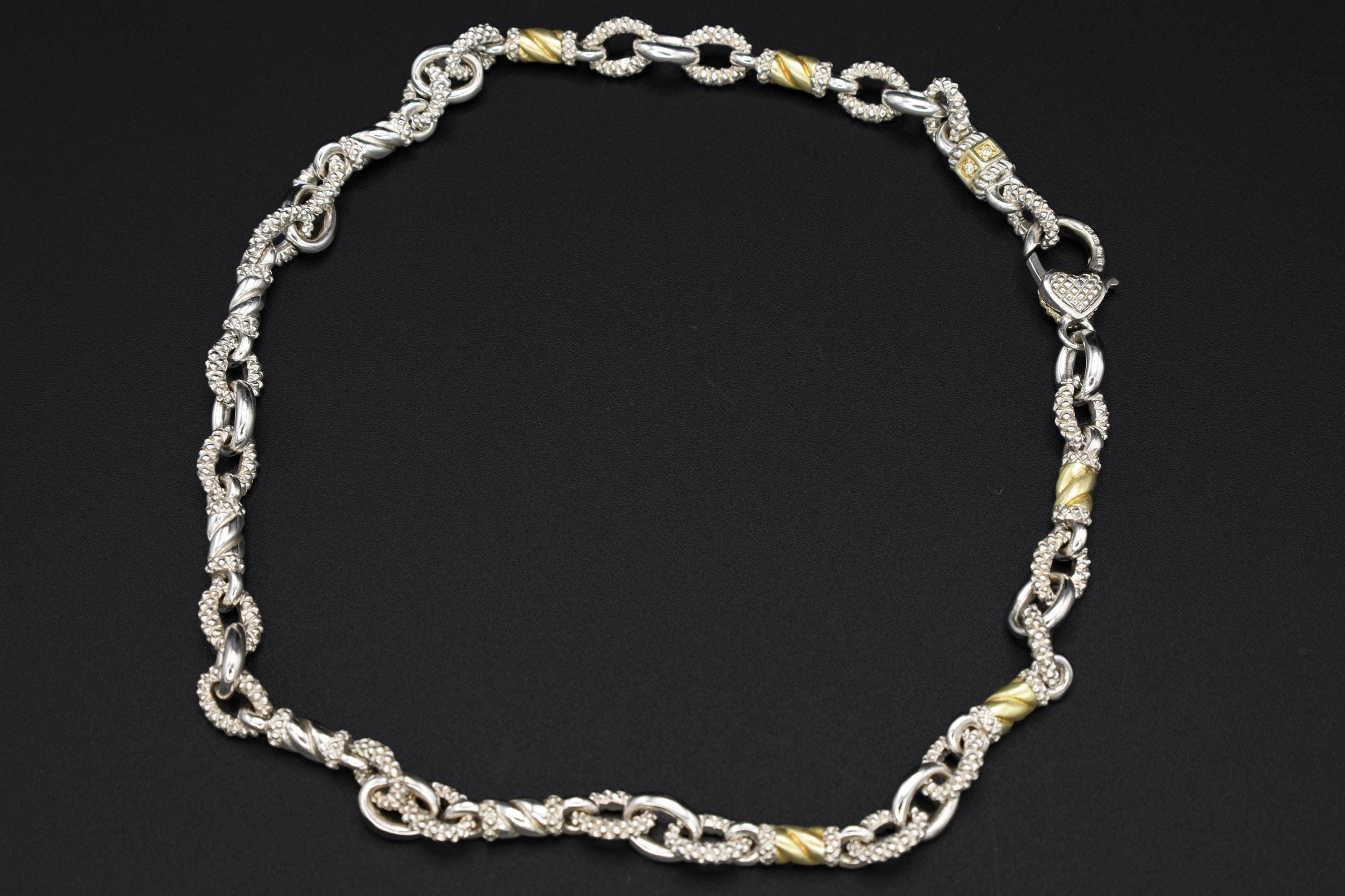 Necklace by Judith Ripka Two, Oval Link and Bar Chain, 925 Sterling ...