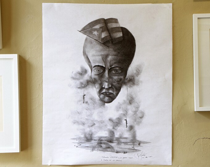 Surreal Charcoal Drawing Art, Freedom is a Huge Word, Political Art ...