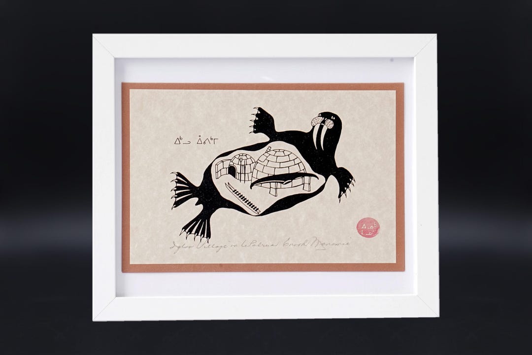 Walrus, Vintage 1979 Inuit Art Lithograph, by Enook Manomie, Artic Sea ...