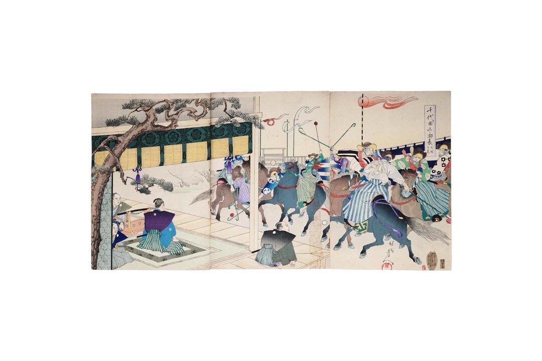 Ukiyoe Art, Original 1897 Japanese Meiji Era Woodblock Triptych by ...