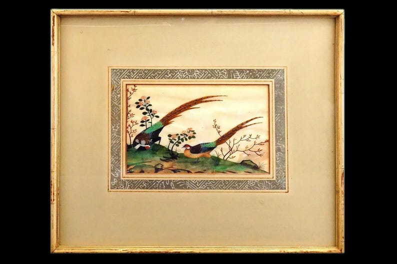 Antique 19th Century Imperial China Qing Dynasty Artwork, Pheasants ...