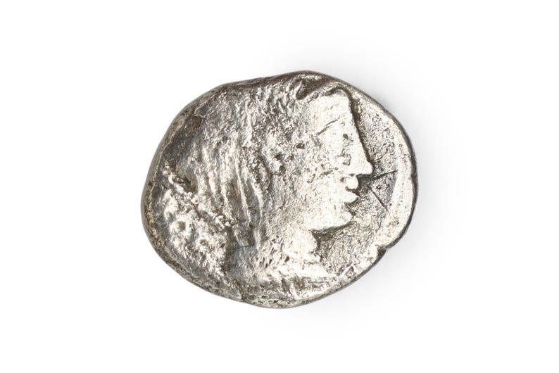 Ancient Roman Republic, A Silver Denarius Coin of 16 Asses, Year 87 BCE ...