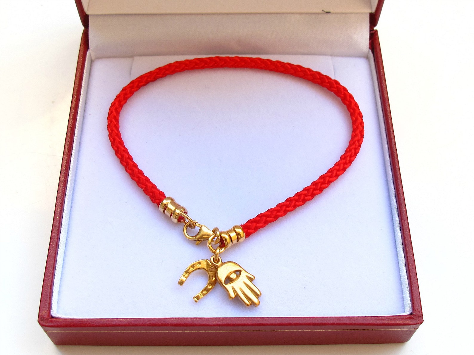 Kabbalah Red String Hamsa Evil Eye Horse Shoe Lucky Charms Bracelet - Etsy
