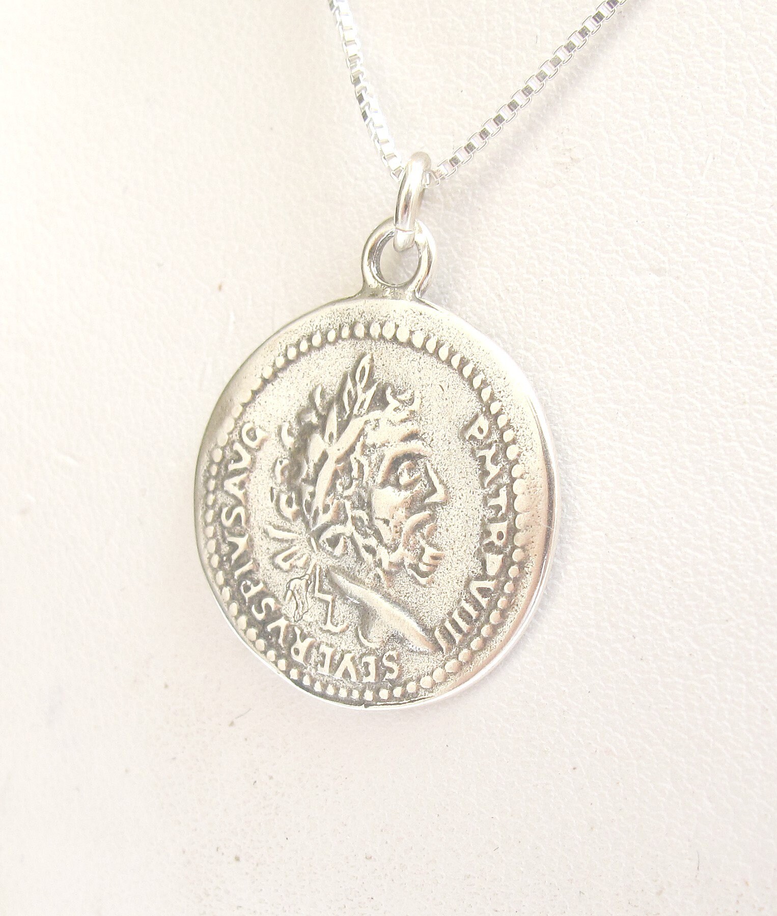 925 Sterling Silver Old Style Roman Coin Antique Greek Charm Pendant ...