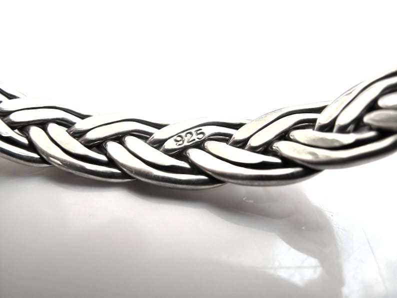 925 Sterling Silver Braided Cuff Bracelet Bangle Men Women Artisan ...