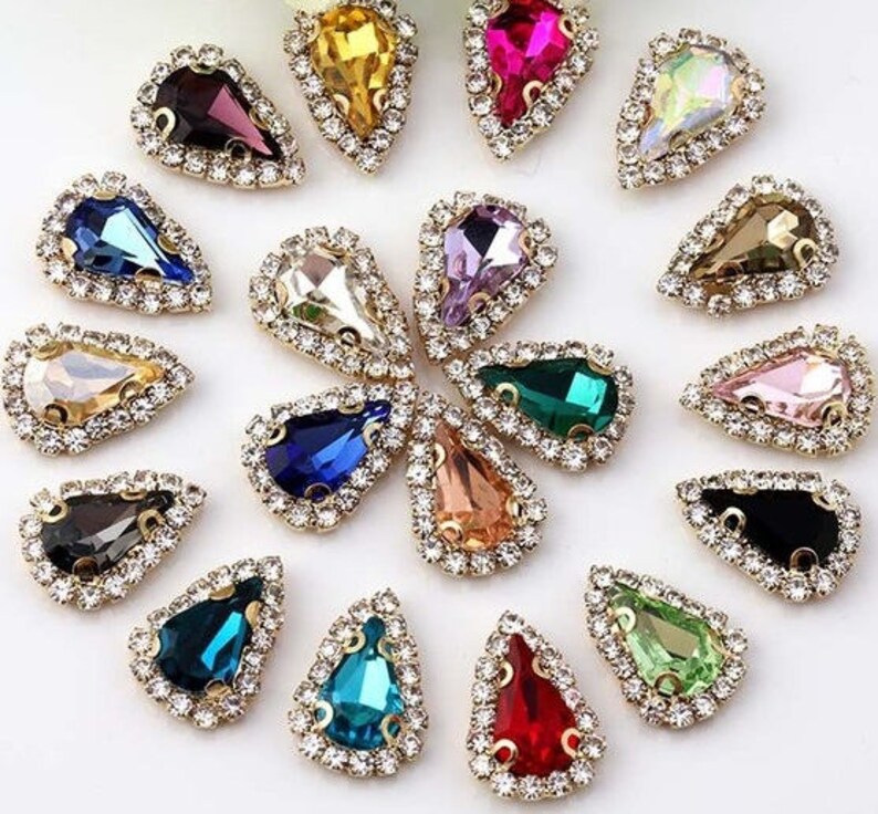 Tear Drop 8x13mm Glass Crystal Rhinestones Button Flat Back - Etsy