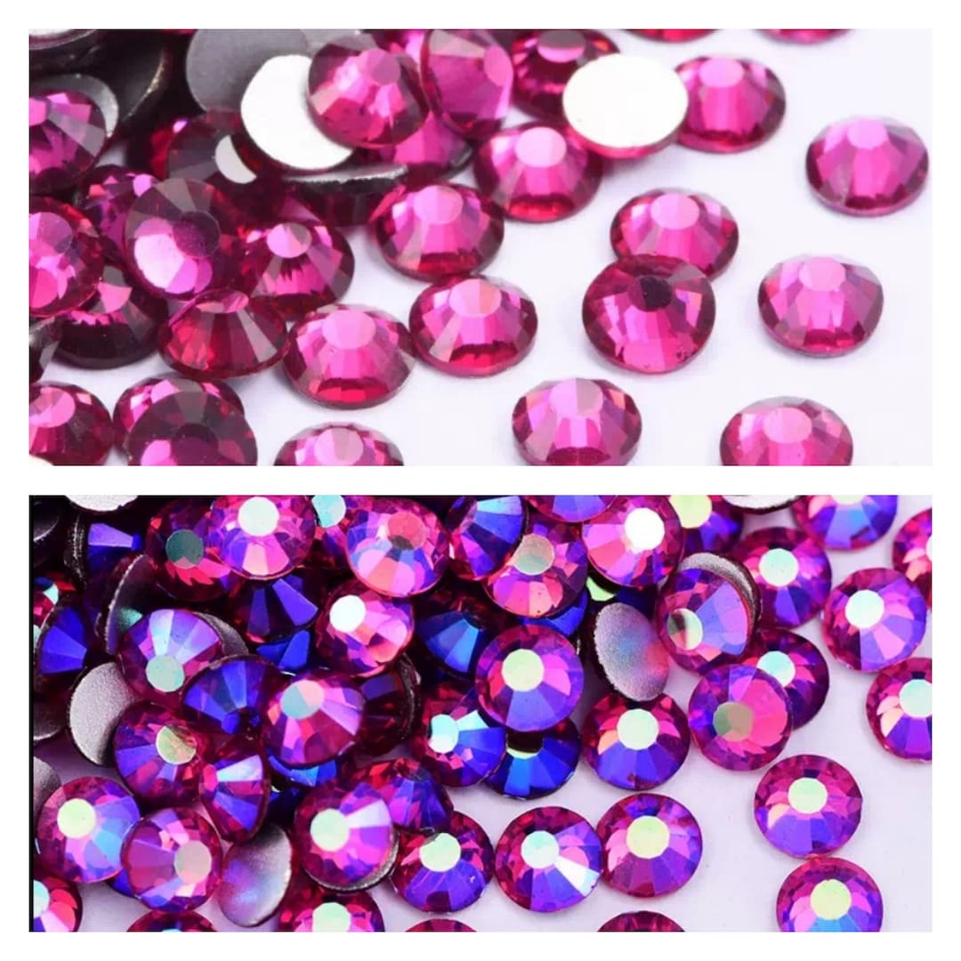 Fuchsia / Fuchsia AB Flat Back Rhinestones Crystals Purple Red AB ...