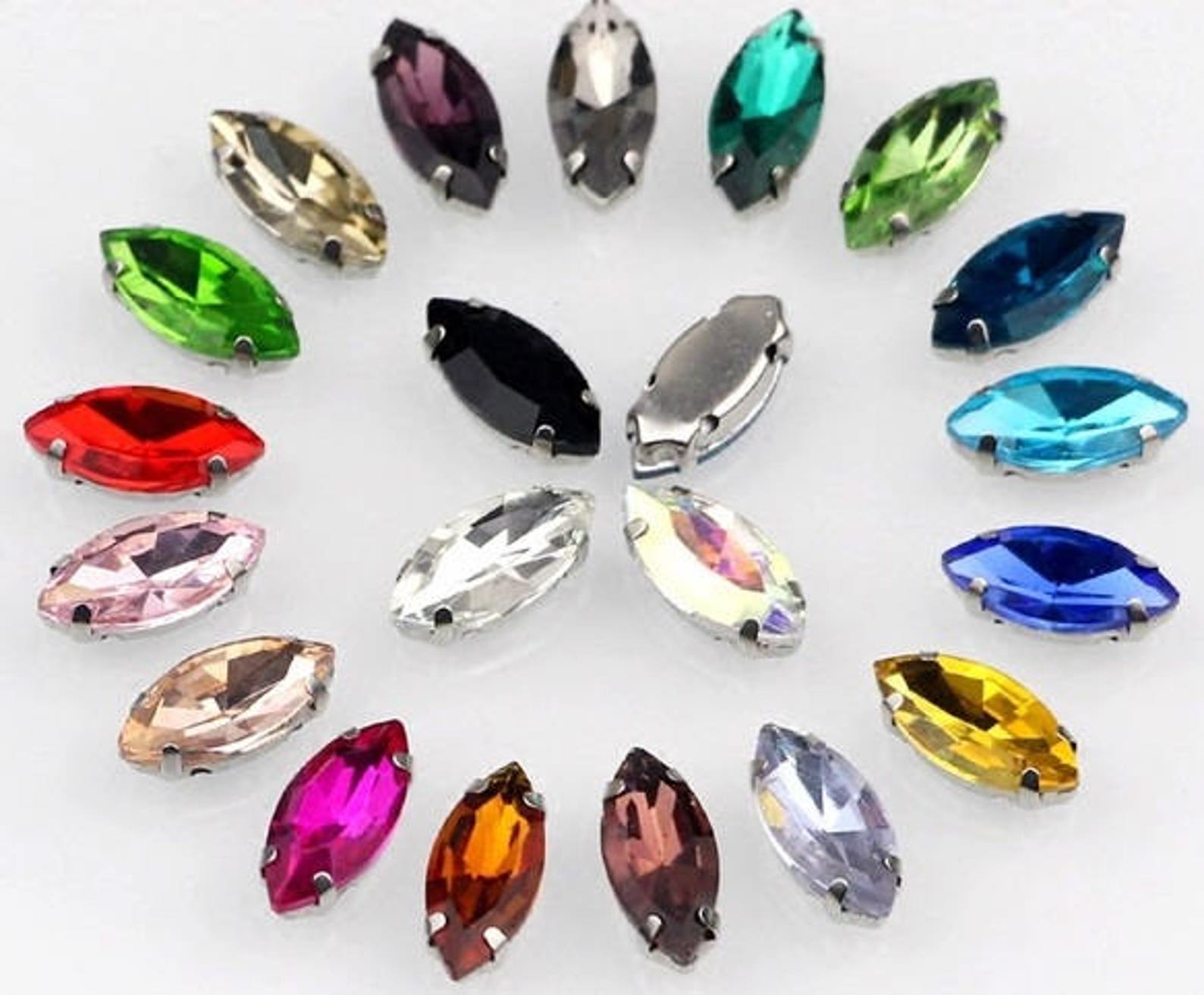 Navette 5x10mm Sew on Crystals Chatons in SILVER Color Setting - Etsy