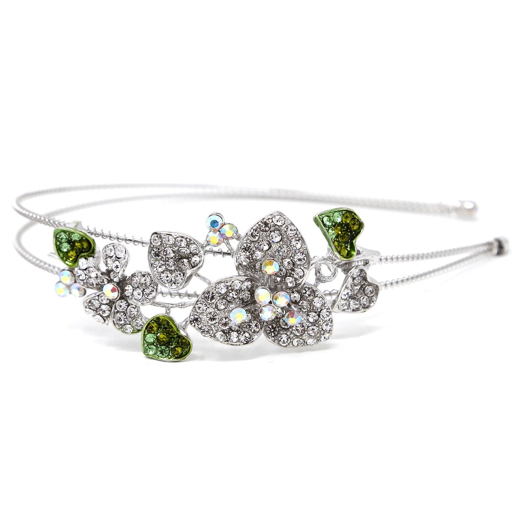 Flowers Silver Rhinestones Metal Head Jewelry Headband Head Piece Hair ...