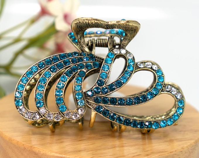 Premium Quality Metal Alloy Hair Claw Clip With Colorful Rhinestone - Etsy