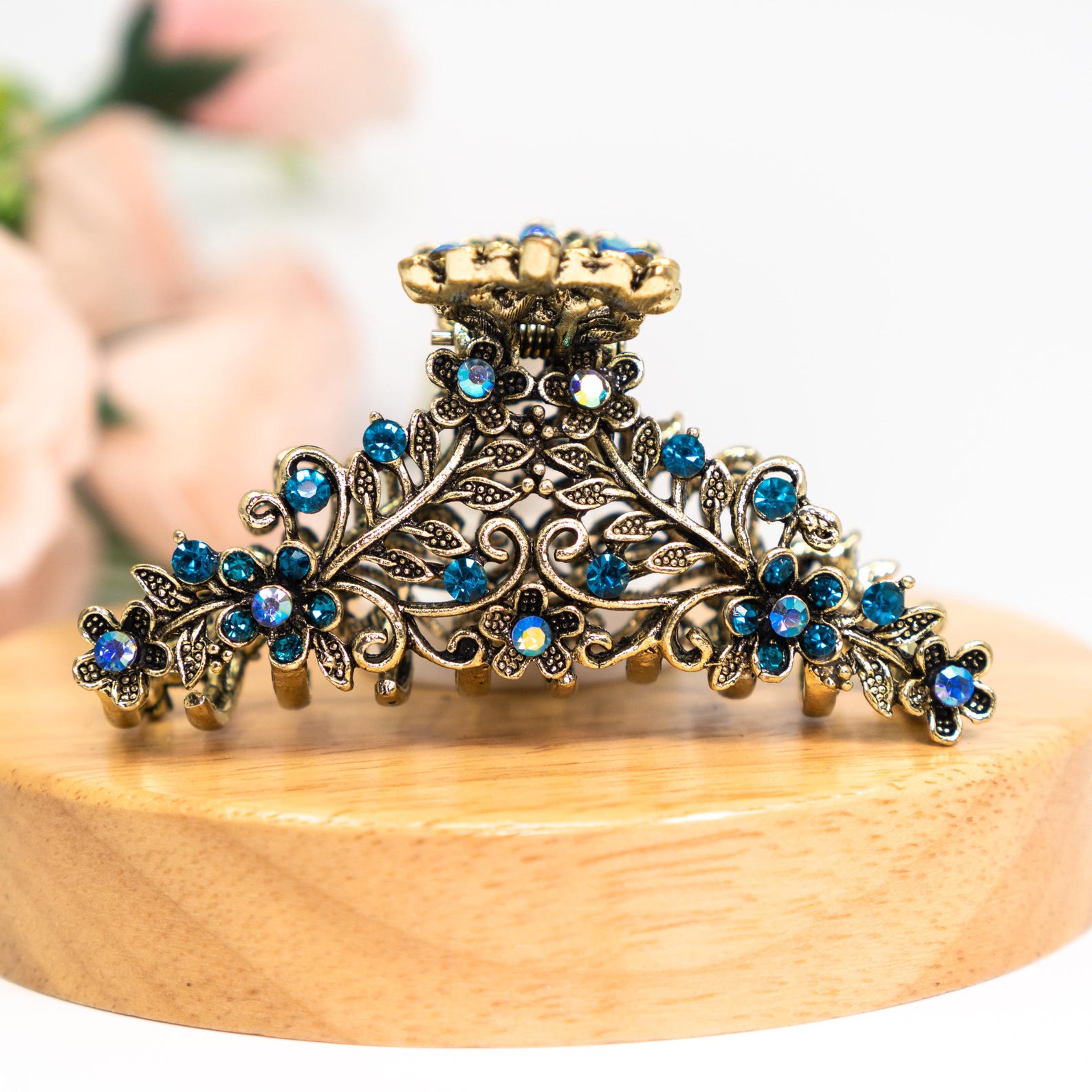 Colorful Crystal Claw Clip for Women | Vintage Rainbow Rhinestone Hair ...