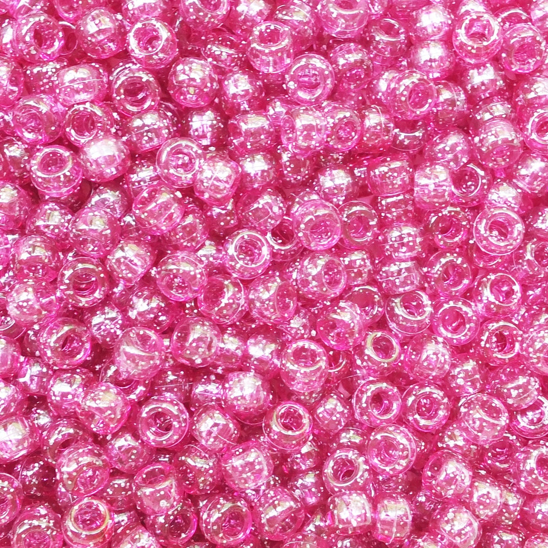 Pony Beads Pink Glitter Sparkle Large Hole Beads Made in USA - Etsy