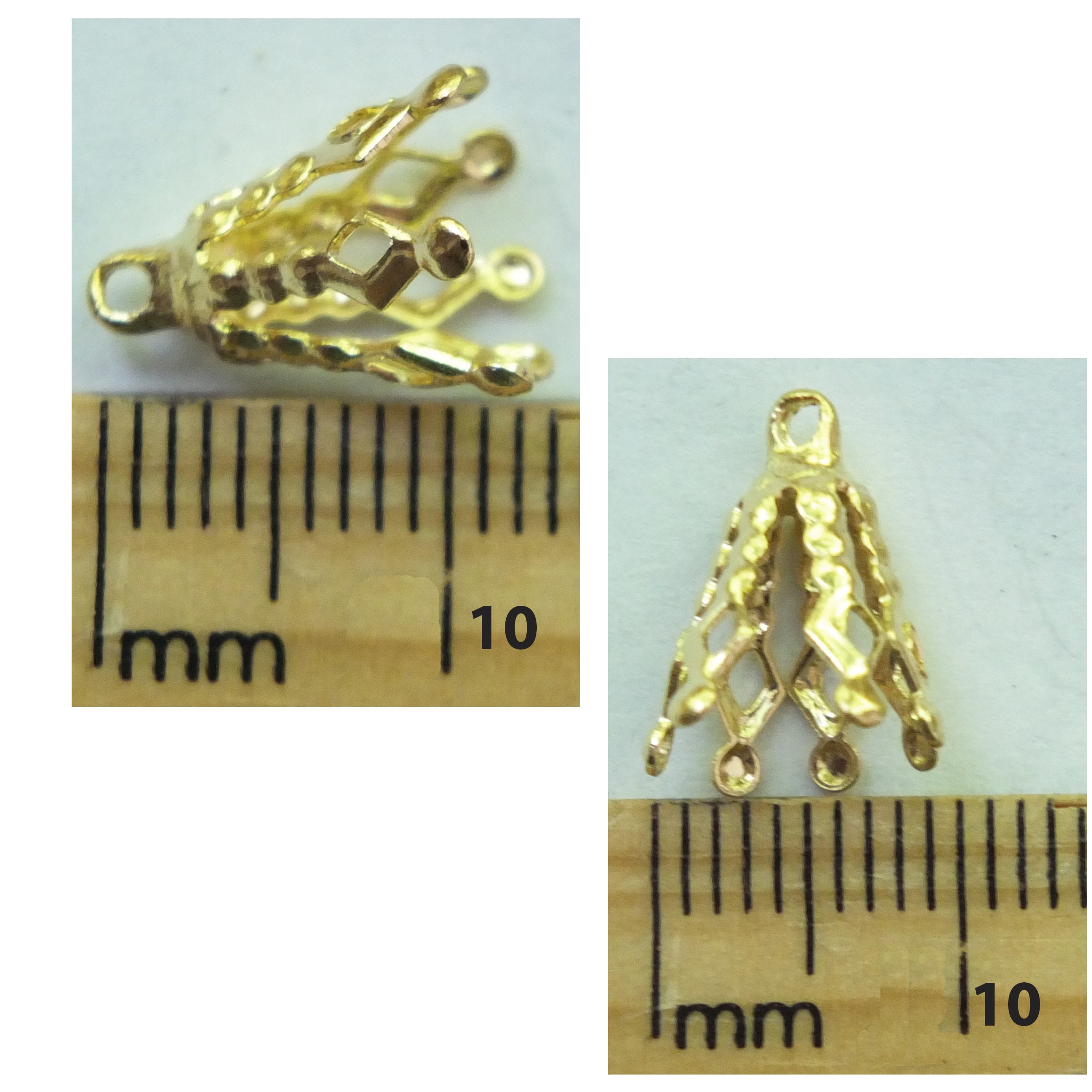 Large Filigree Bell Caps Bails Pliable Prongs. Silver or Gold Tone ...