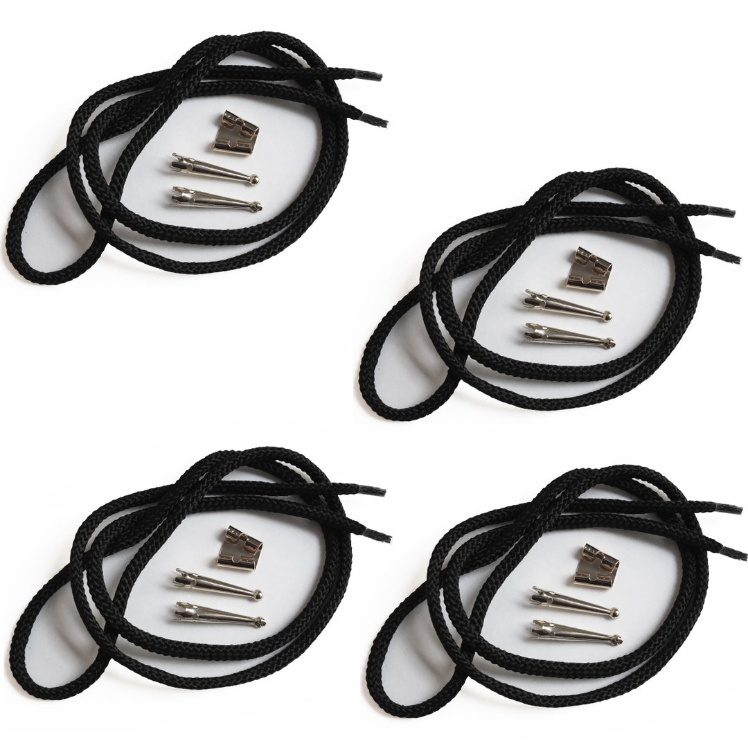 Blank Bolo Tie Parts Kit Standard Slide Smooth Tips Black Cord DIY ...