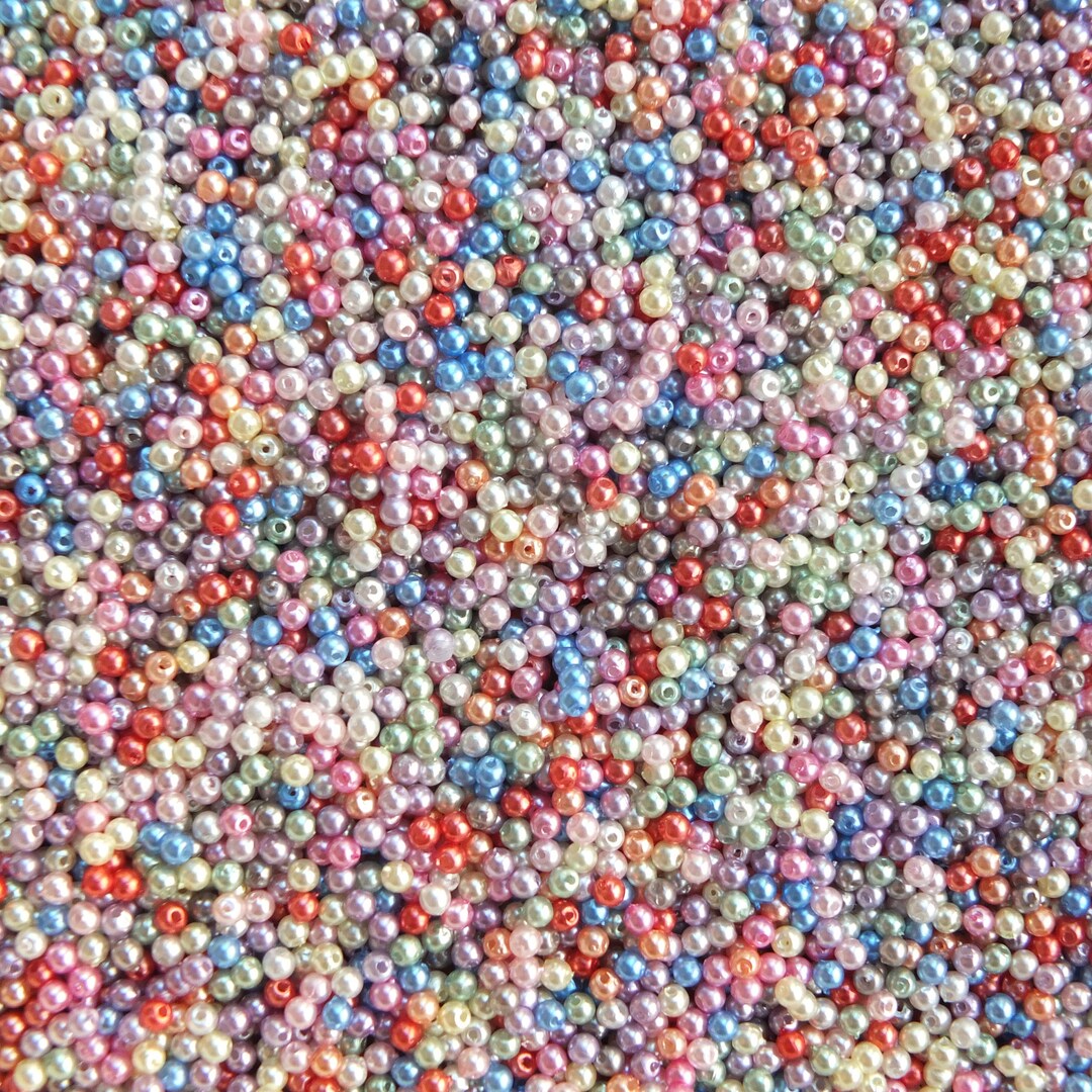 Colored Pearl Bead Mix Petite 3mm Round Color Multi Assortment Pk/750 ...