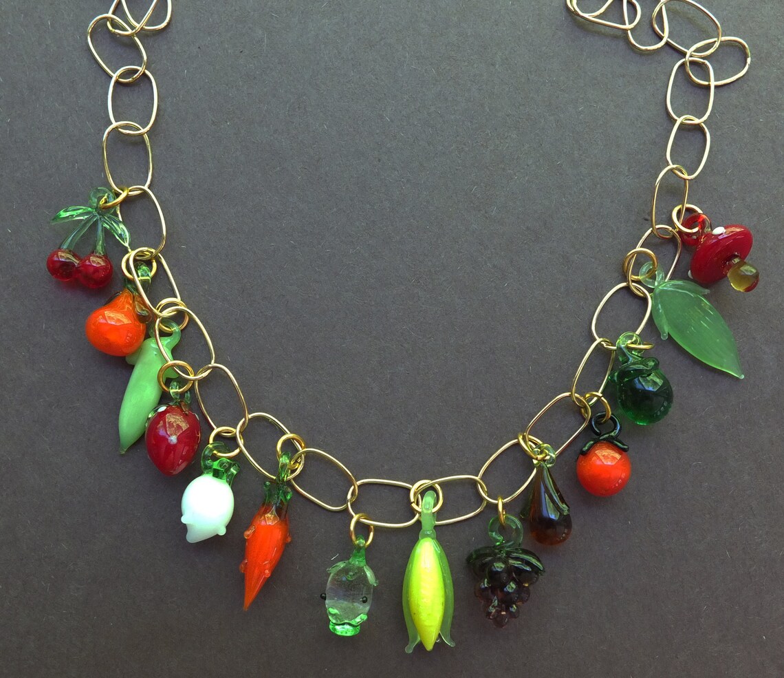 Fruit and Vegetable Glass Bead Necklace Kit Plant Based Vegan - Etsy