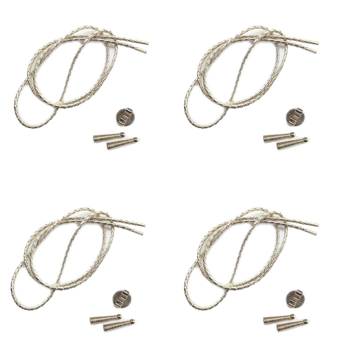 Blank Bolo String Tie Parts Kit Round Slide Textured Tips Silver Vinyl ...