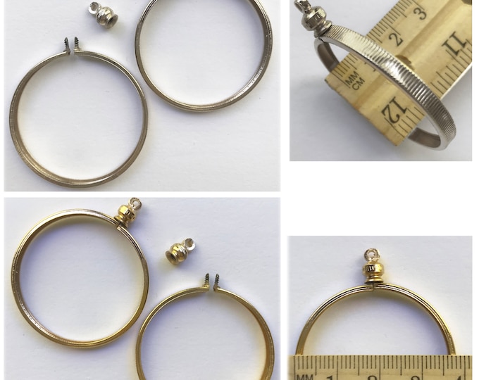 Coin Holder Bezel 38mm 1 1/2" Gold or Silver Plated Charm Necklace ...