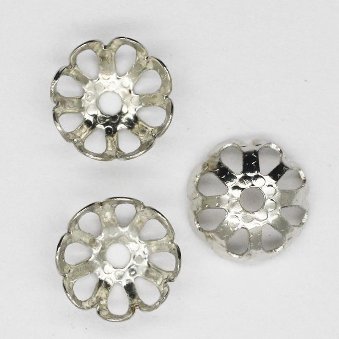 Bead Cap 8mm Open Flat Floral Style Silvertone Pack of 100 - Etsy