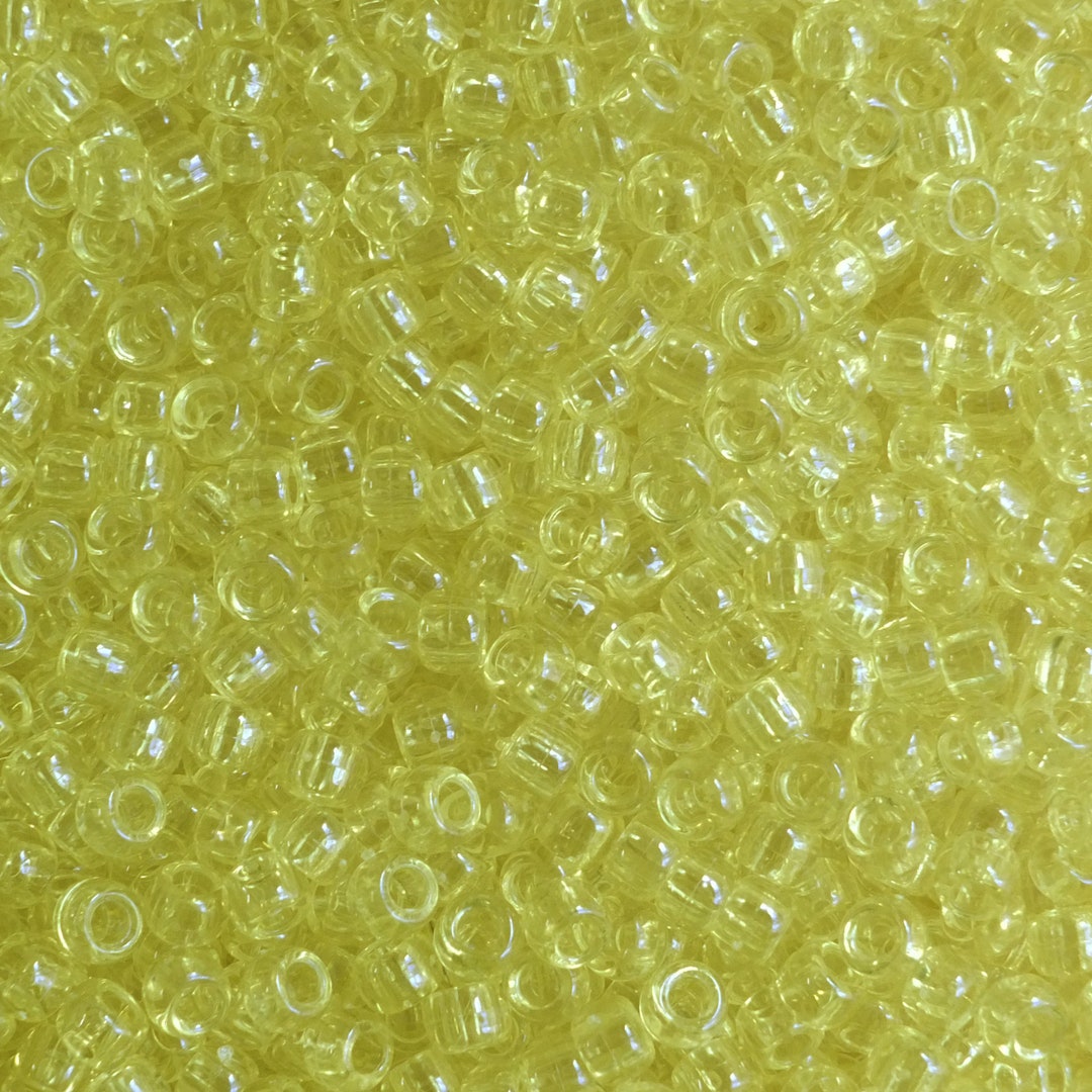 Pony Beads Yellow Transparent Large Hole Beads Made in USA - Etsy