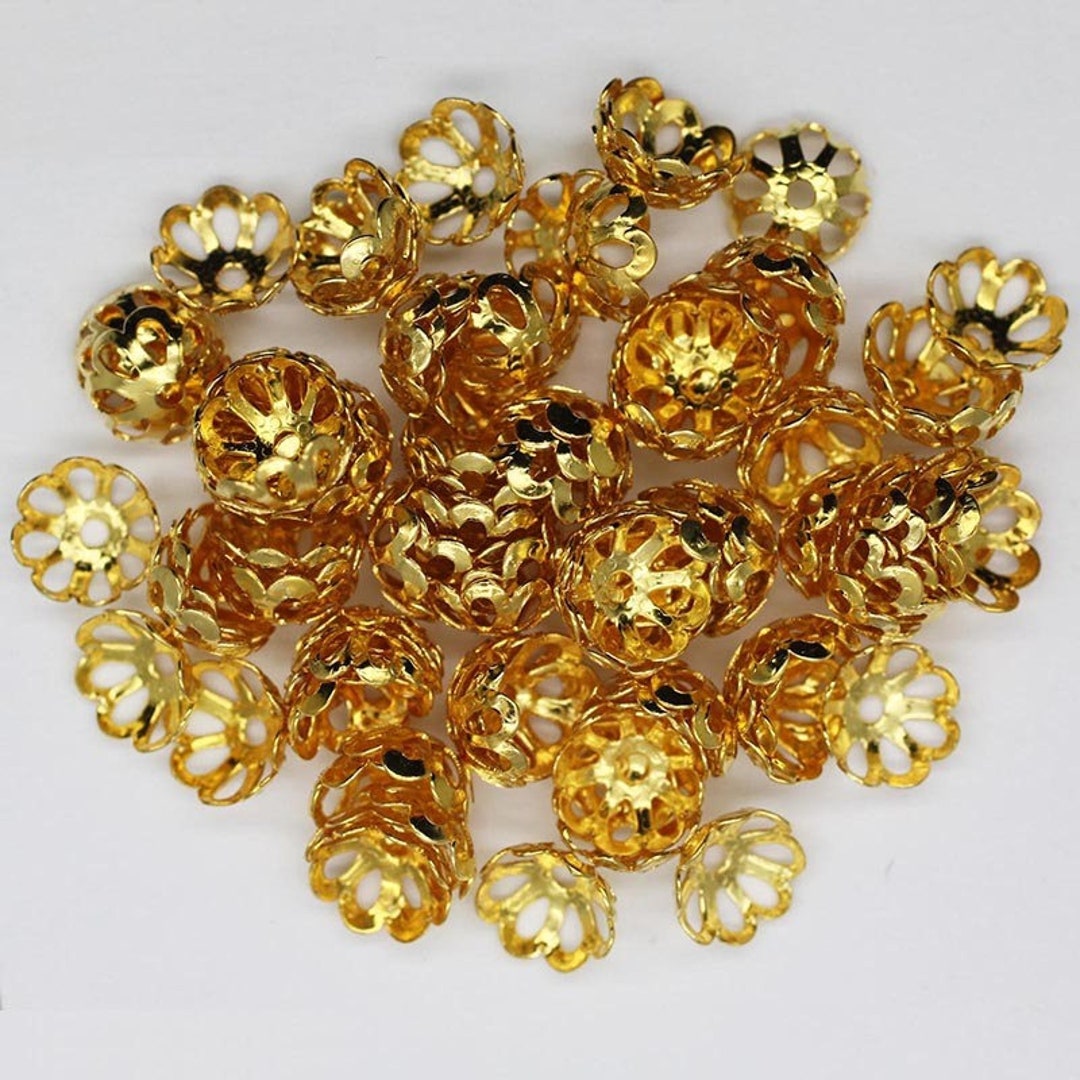 Bead Cap 8mm Open Flat Floral Style Goldtone Pack of 100 - Etsy